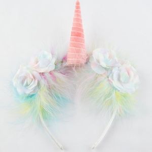 Accessories | Fluffy Cat Earsrainbow Floral Unicorn Crown | Poshmark